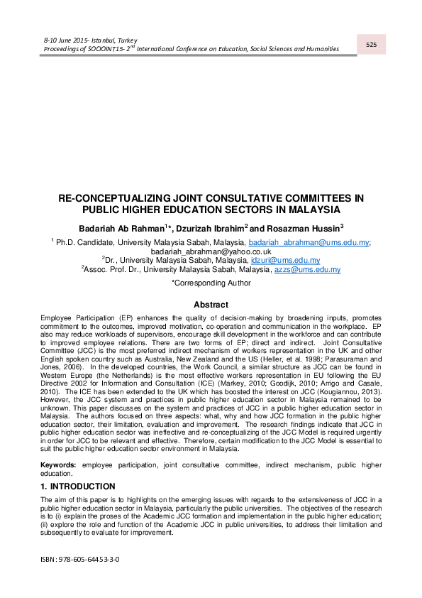 (PDF) Re-Conceptualizing Joint Consultative Committees in Public Higher ...