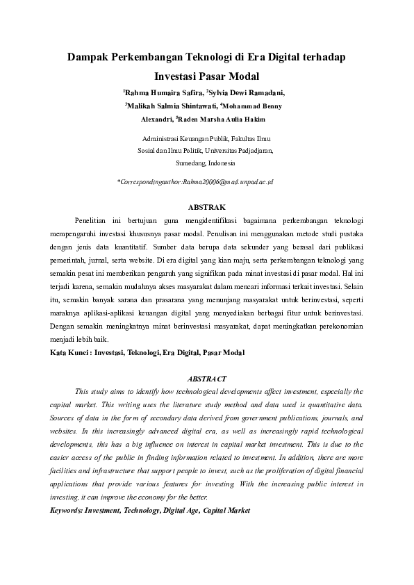 (PDF) Dampak Perkembangan Teknologi di Era Digital terhadap