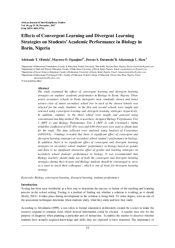 (PDF) Effects of Convergent Learning and Divergent Learning Strategies ...