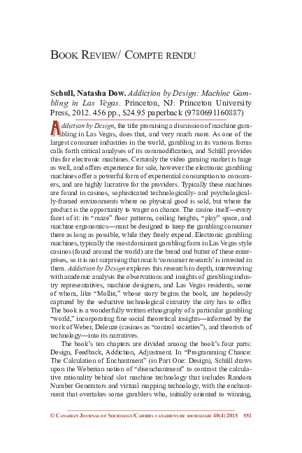(PDF) Schull, Natasha Dow, Addiction by Design: Machine Gambling in Las ...