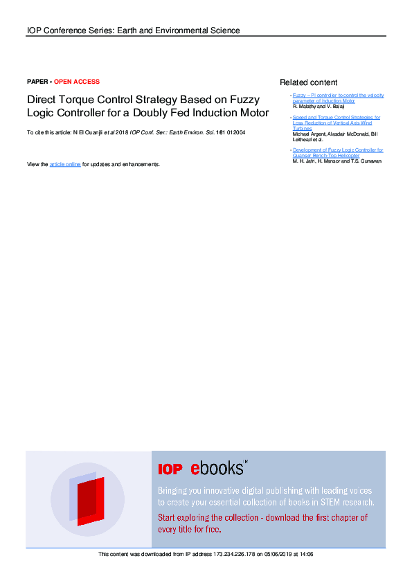 Pdf Direct Torque Control Strategy Based On Fuzzy Logic Controller