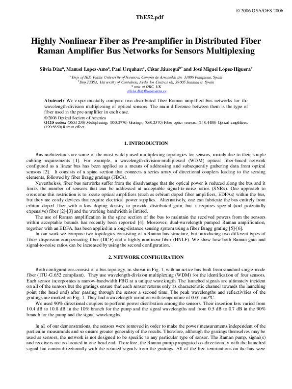 (PDF) Highly Nonlinear Fiber as Pre-amplifier in Distributed Fiber ...