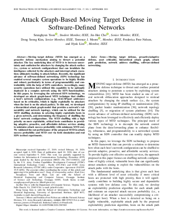 (PDF) Attack Graph-Based Moving Target Defense in Software-Defined Networks