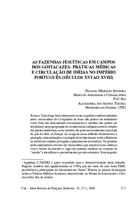 (PDF) The Jesuit farms in Campos dos Goitacazes: medical practices and ...