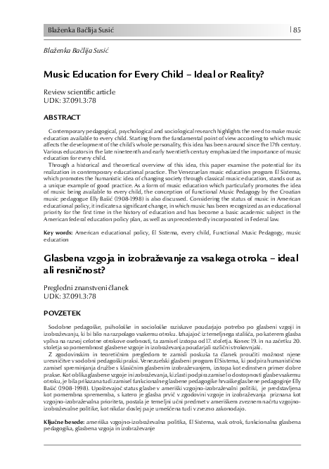 (PDF) Music Education for Every Child – Idea or Reality?