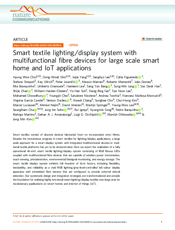 (PDF) Smart textile lighting/display system with multifunctional fibre ...
