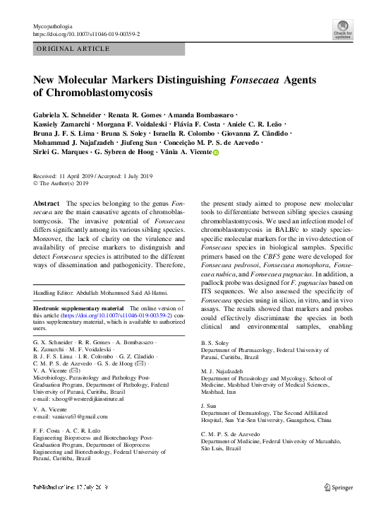 (PDF) New Molecular Markers Distinguishing Fonsecaea Agents of ...
