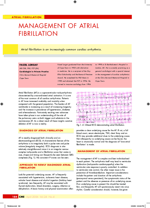(PDF) Management of atrial fibrillation | Judy Lowthian - Academia.edu
