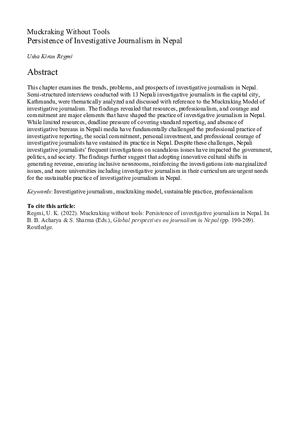 (PDF) Muckraking Without Tools