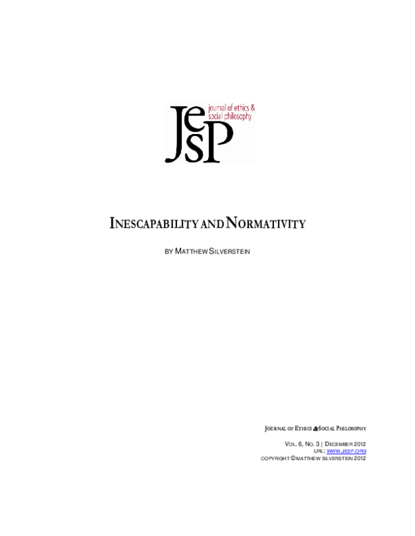(PDF) Inescapability and Normativity