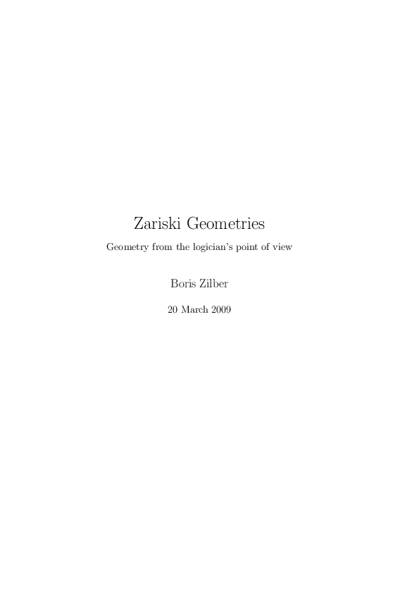 (PDF) Zariski Geometries
