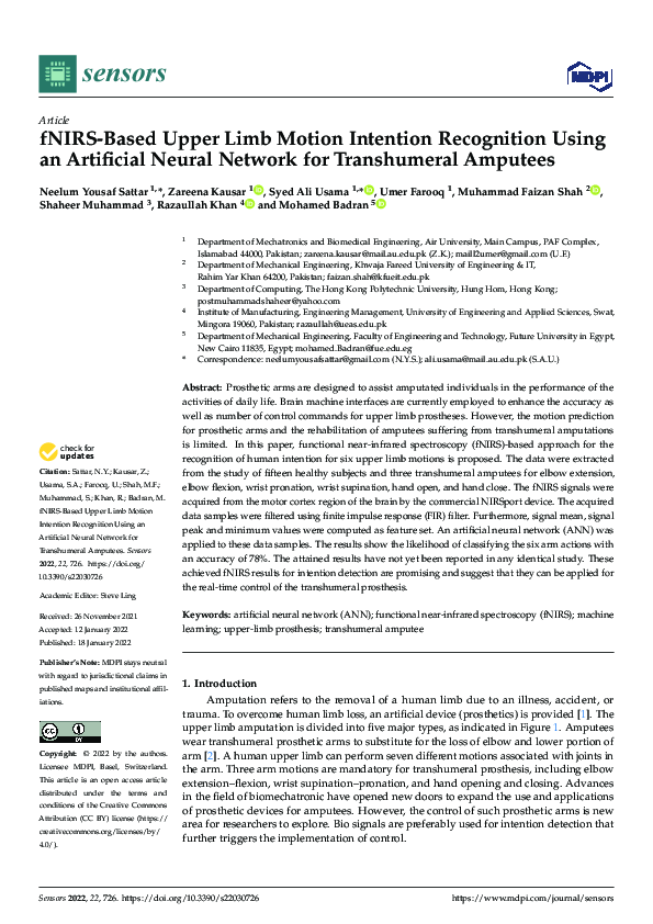 Pdf Fnirs Based Upper Limb Motion Intention Recognition Using An Artificial Neural Network For 
