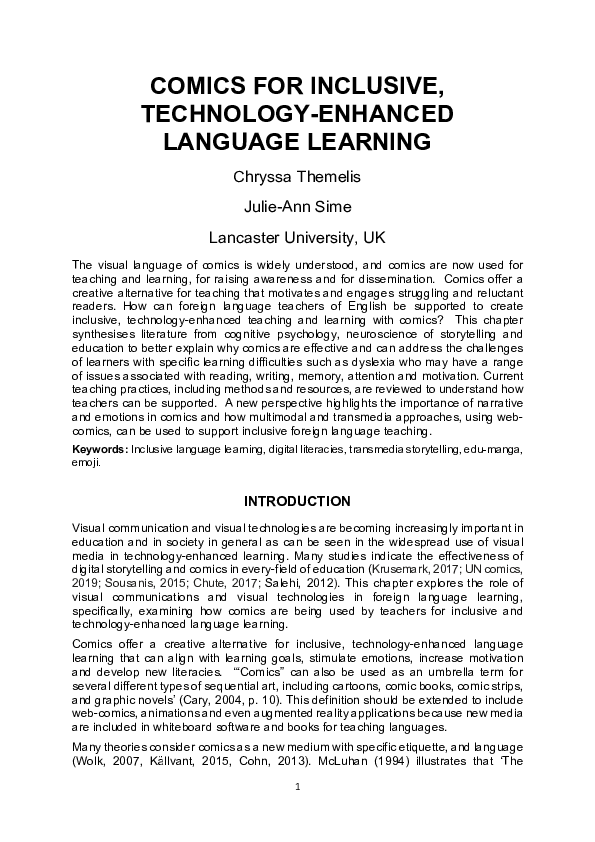 (PDF) Comics for inclusive, technology-enhanced language learning