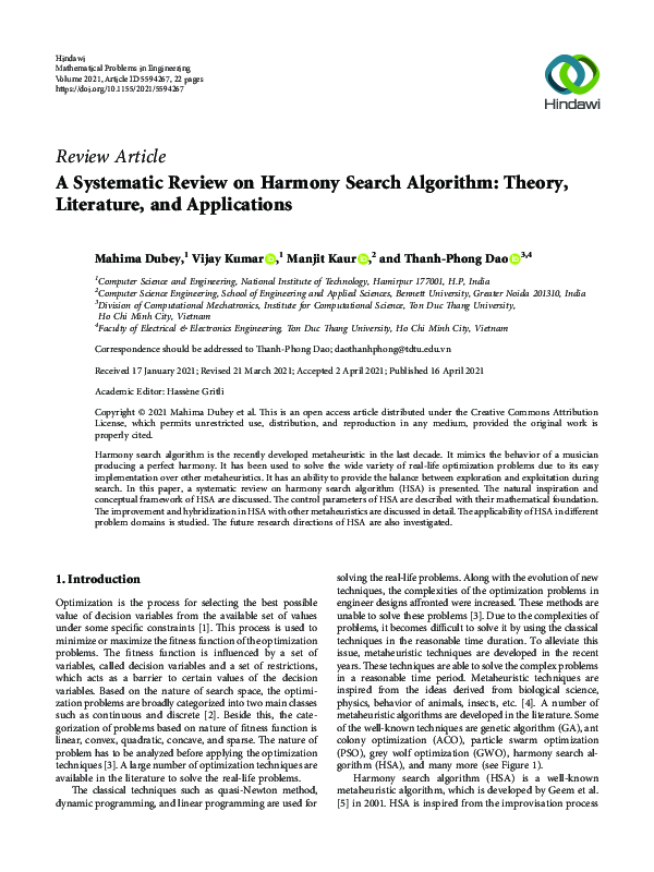 (PDF) A Systematic Review on Harmony Search Algorithm: Theory ...