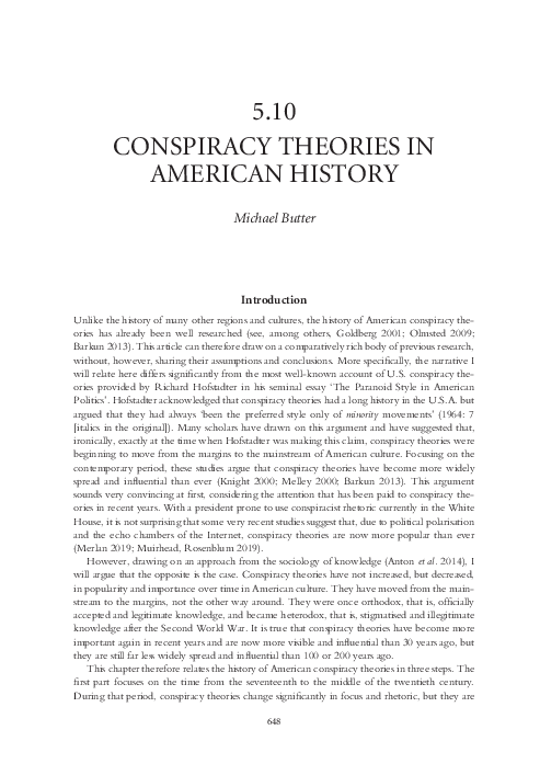 (PDF) Conspiracy Theories in American History