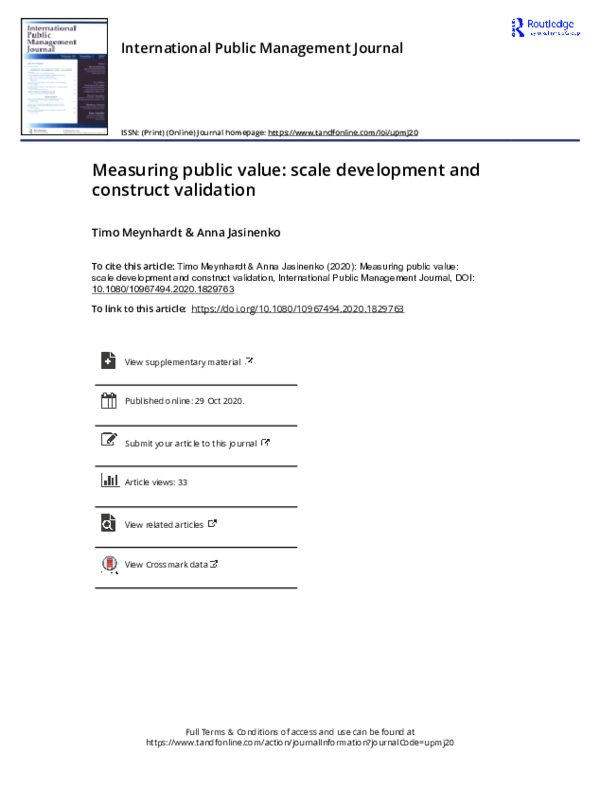 (PDF) Measuring public value: scale development and construct validation