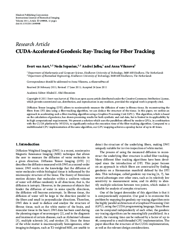 (PDF) CUDA-Accelerated Geodesic Ray-Tracing for Fiber Tracking | Neda ...
