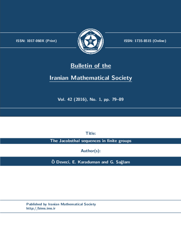 (PDF) The Jacobsthal Sequences in Finite Groups