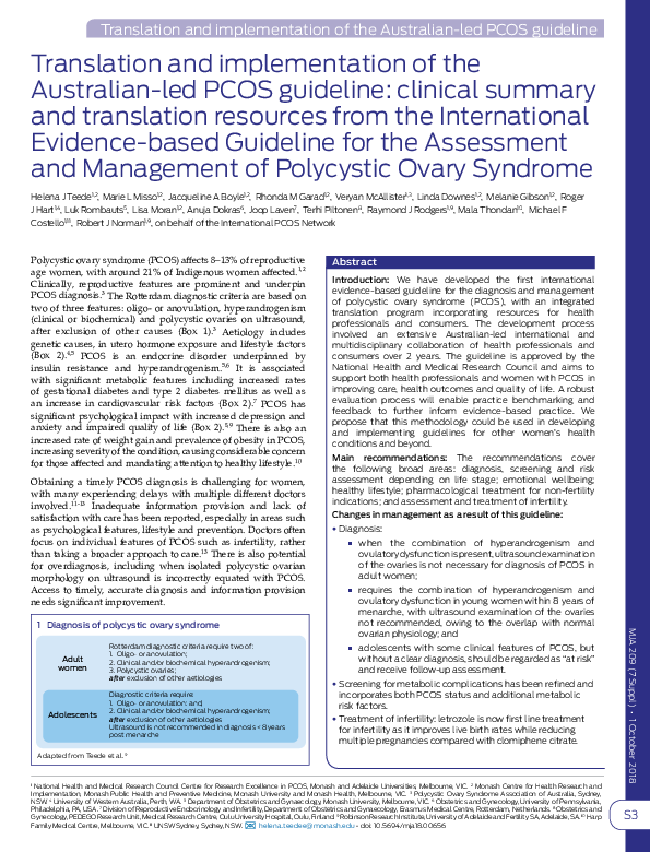 (PDF) Translation and implementation of the Australian-led PCOS ...