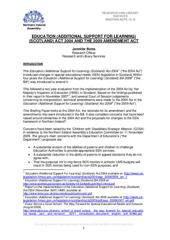 (PDF) Education (Additional Support for Learning) (Scotland) Act 2004 ...