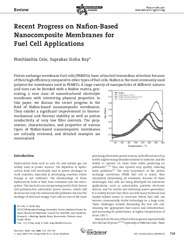 (PDF) Recent Progress on Nafion-Based Nanocomposite Membranes for Fuel ...