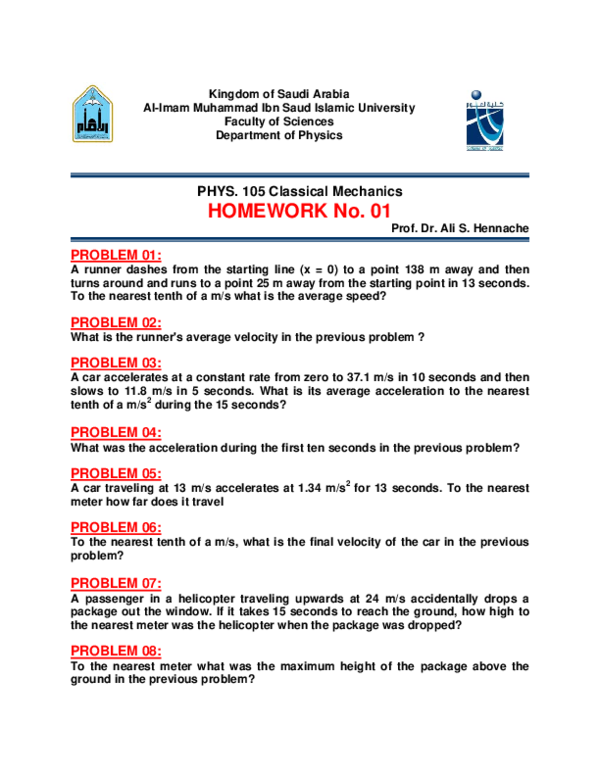 (PDF) PHYS 105 HW No.01