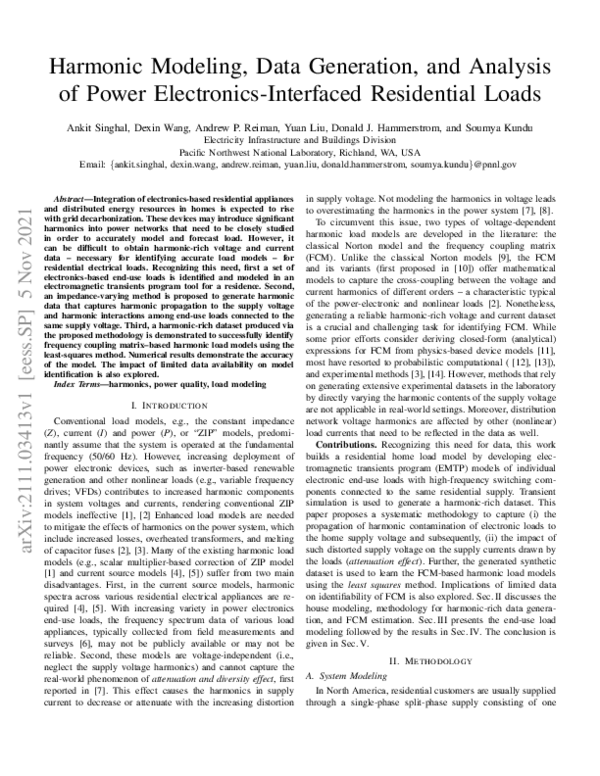 (PDF) Harmonic Modeling, Data Generation, and Analysis of Power Electronics-Interfaced ...