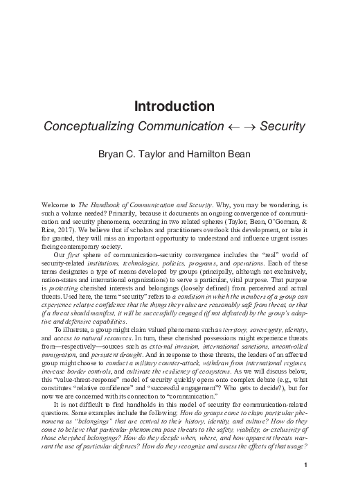 (PDF) Introduction: Conceptualizing Communication Security