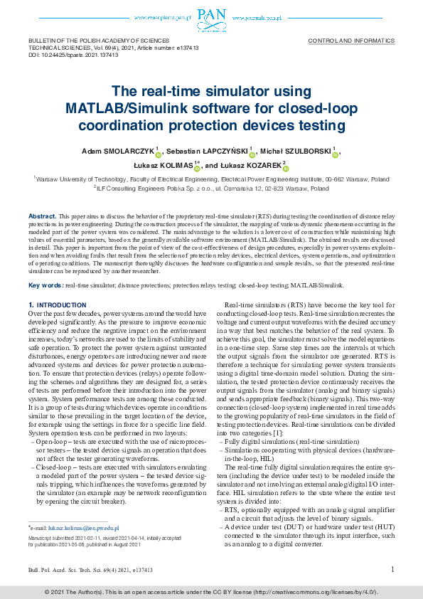 (PDF) The real-time simulator using MATLAB/Simulink software for closed-loop coordination ...