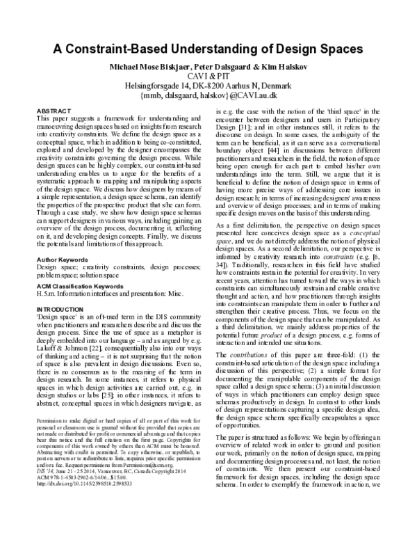 (PDF) A constraint-based understanding of design spaces