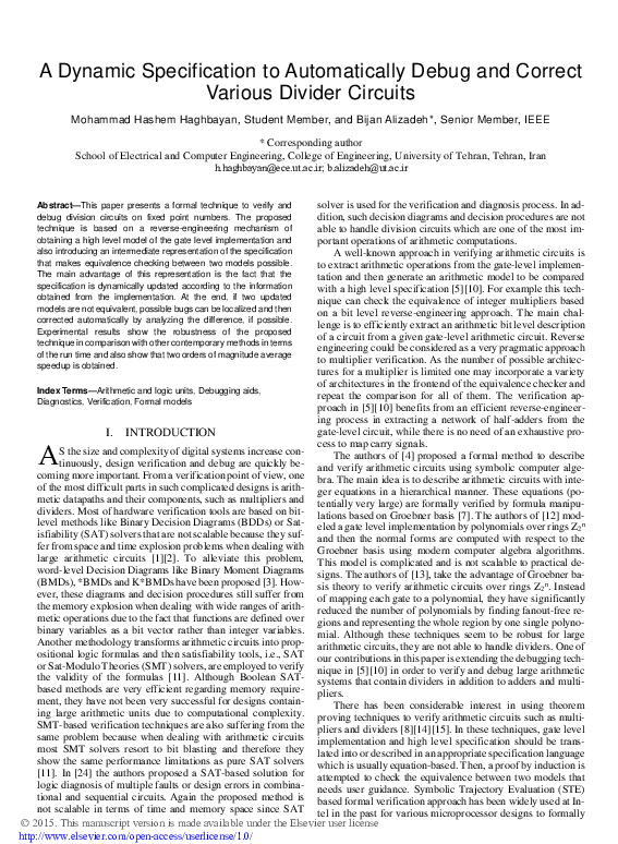 (PDF) A dynamic specification to automatically debug and correct various divider circuits