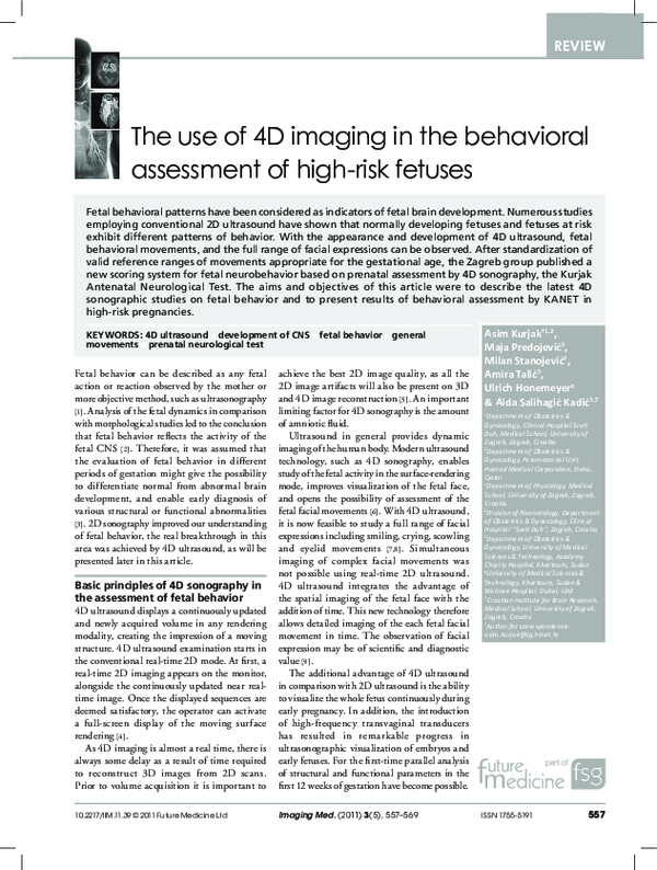 (PDF) The use of 4D imaging in the behavioral assessment of high-risk ...