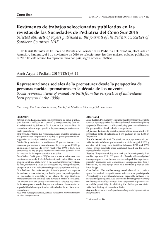 (PDF) Representaciones sociales de la prematurez desde la perspectiva ...