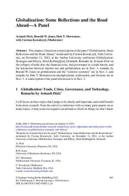 (PDF) Globalization: Some Reflections and the Road Ahead—A Panel
