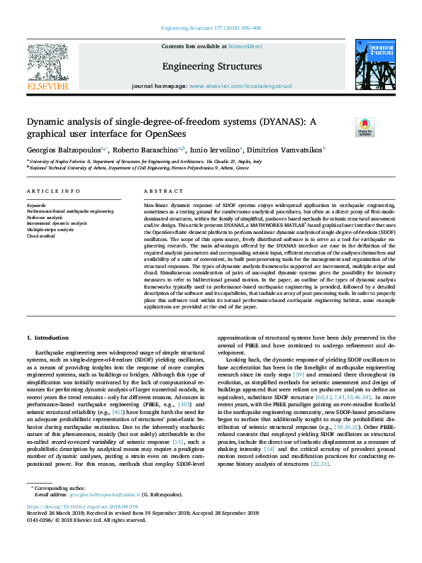 (PDF) Dynamic analysis of single-degree-of-freedom systems (DYANAS): A graphical user interface ...
