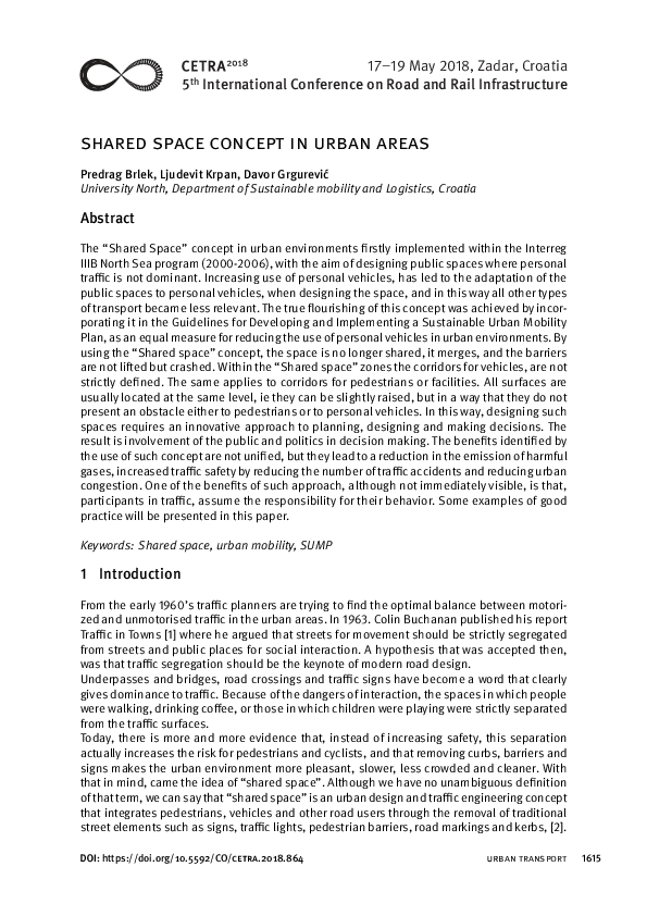 (PDF) Shared space concept in urban areas