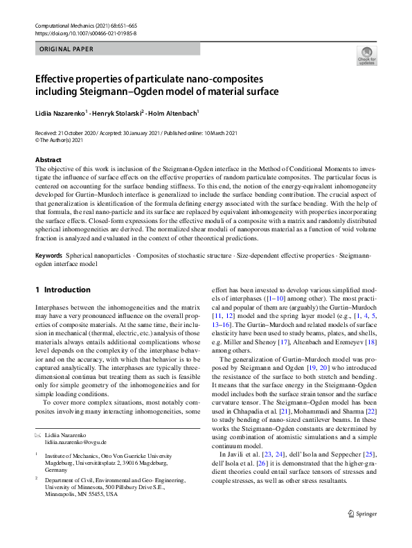 (PDF) Effective properties of particulate nano-composites including ...