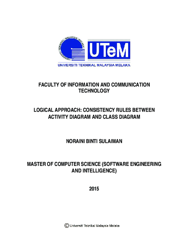 Pdf Logical Approach Consistency Rules Between Activity Diagram And Class Diagram