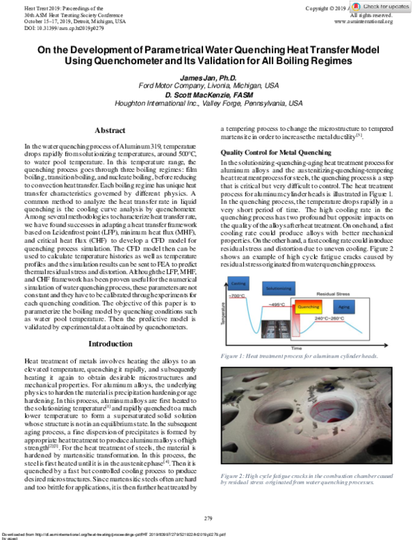 (PDF) On the Development of Parametrical Water Quenching Heat Transfer ...