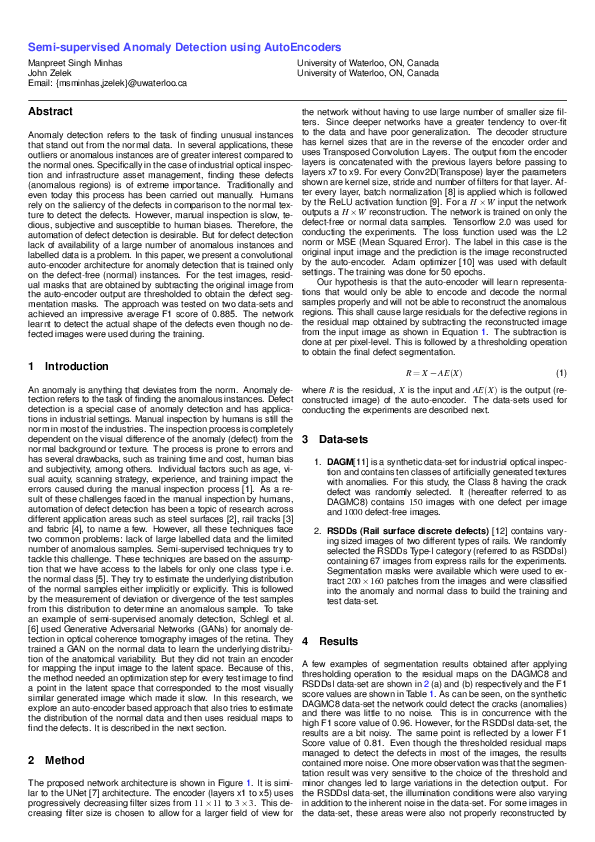 (PDF) Semi-supervised Anomaly Detection using AutoEncoders