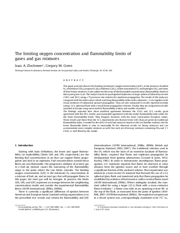 (PDF) The limiting oxygen concentration and flammability limits of ...