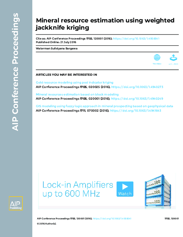 (PDF) Mineral resource estimation using weighted jackknife kriging