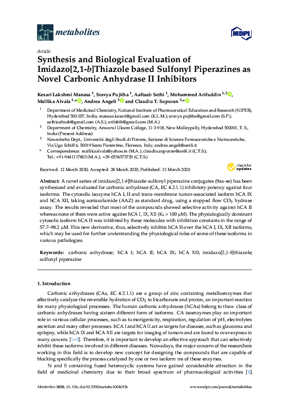 (PDF) Synthesis and biological evaluation of imidazolo[2,1-b ...
