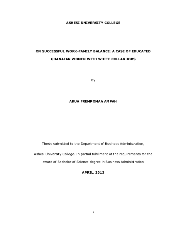 (PDF) On successful work-family balance: A case of educated Ghanaian ...
