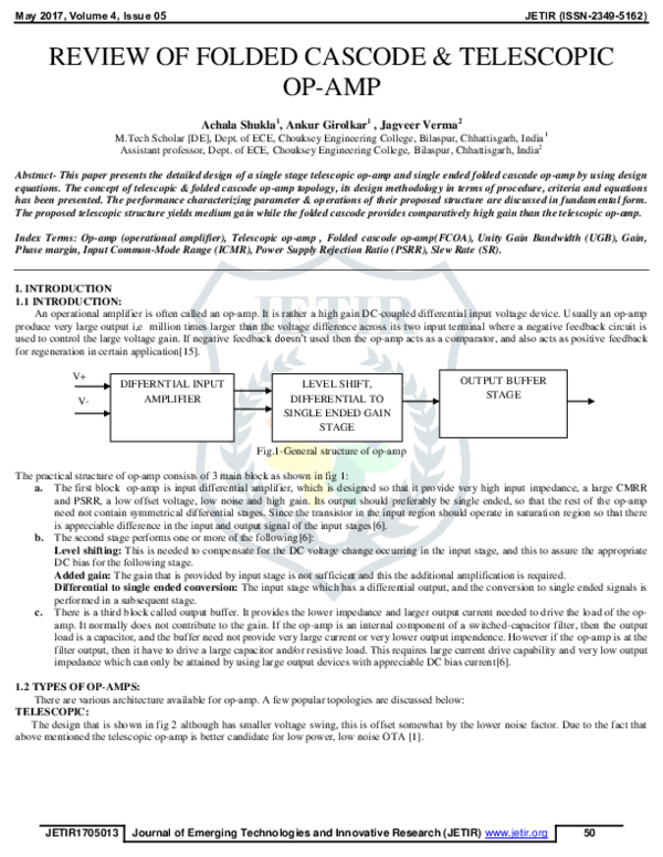(PDF) Review of Folded Cascode & Telescopic Op-Amp