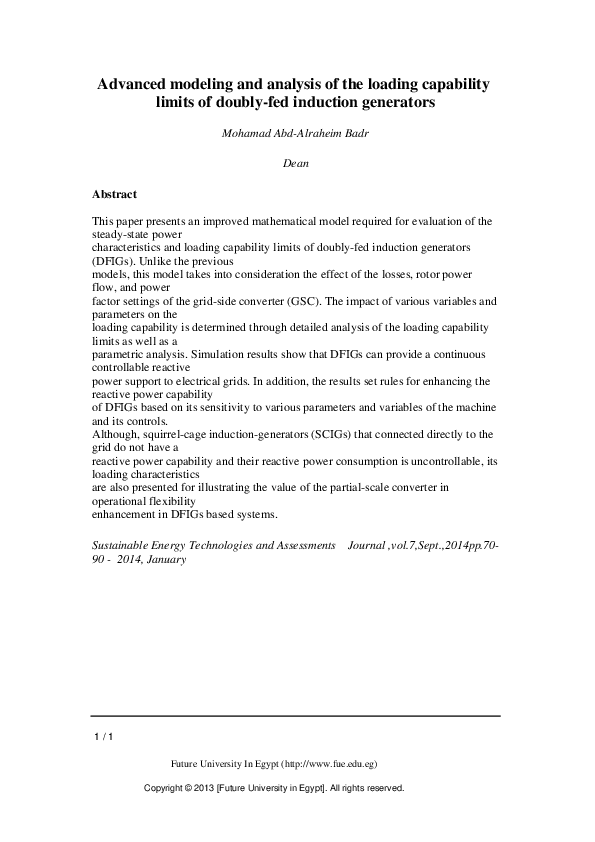 (PDF) Advanced modeling and analysis of the loading capability limits of doubly-fed induction ...