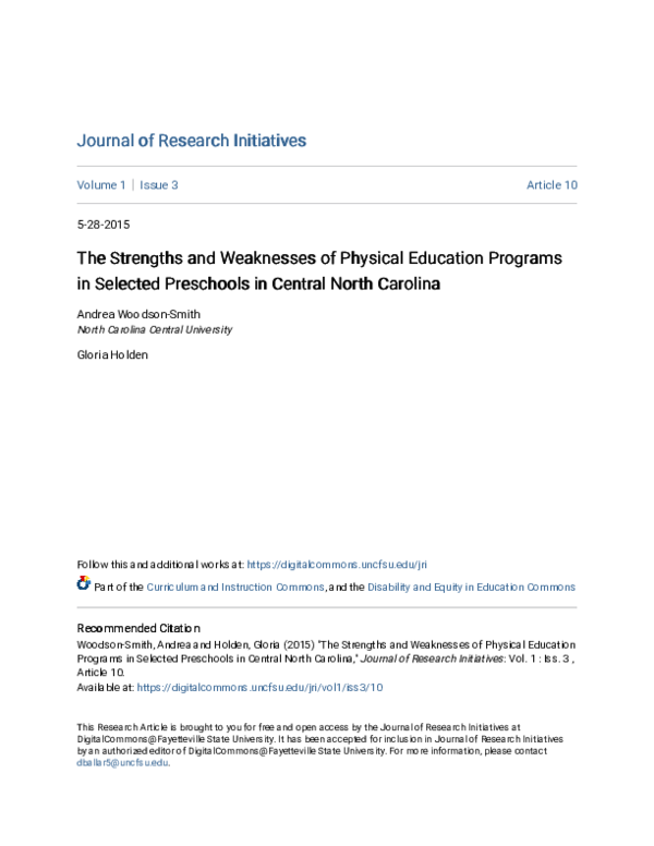 (PDF) The Strengths and Weaknesses of Physical Education Programs in ...