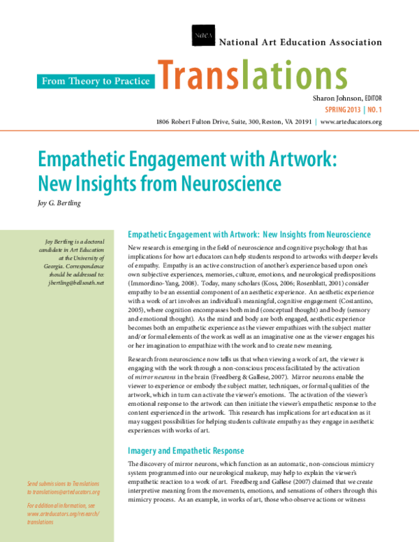 (PDF) Empathetic Engagement with Artwork: New Insights from Neuroscience