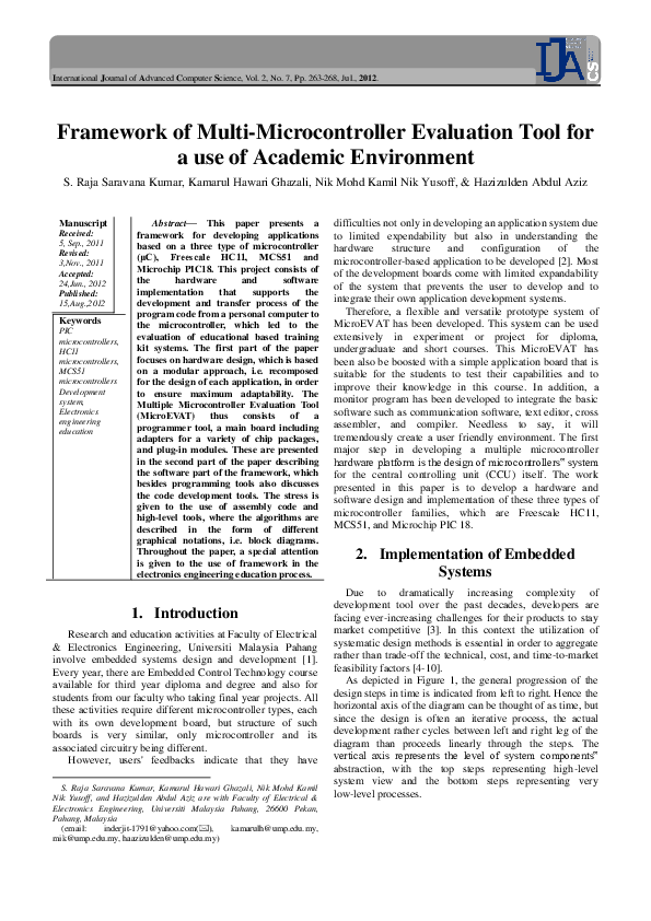 Pdf Framework Of Multi Microcontroller Evaluation Tool For A Use Of Academic Environment