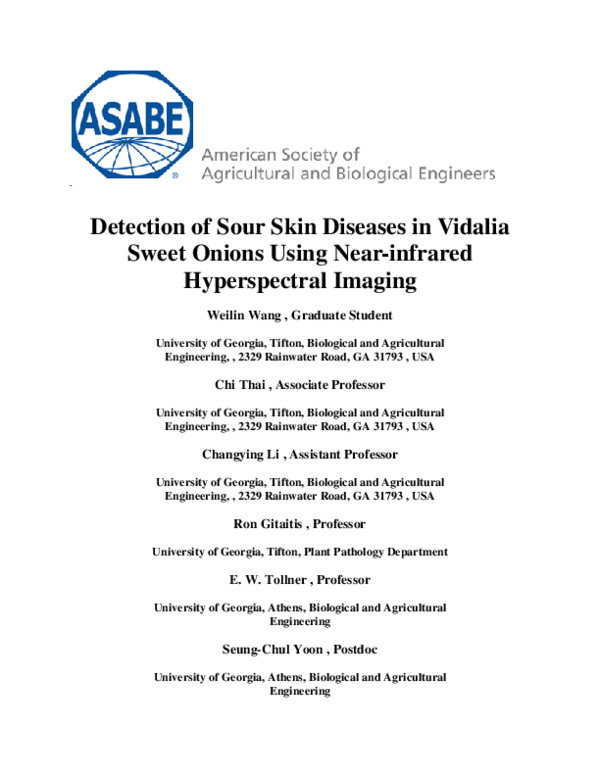 (PDF) Detection of Sour Skin Diseases in Vidalia Sweet Onions Using ...